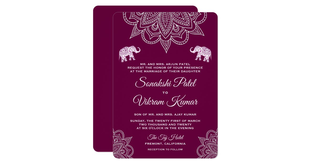 Elegant Purple Henna Indian Wedding Invitation | Zazzle.com
