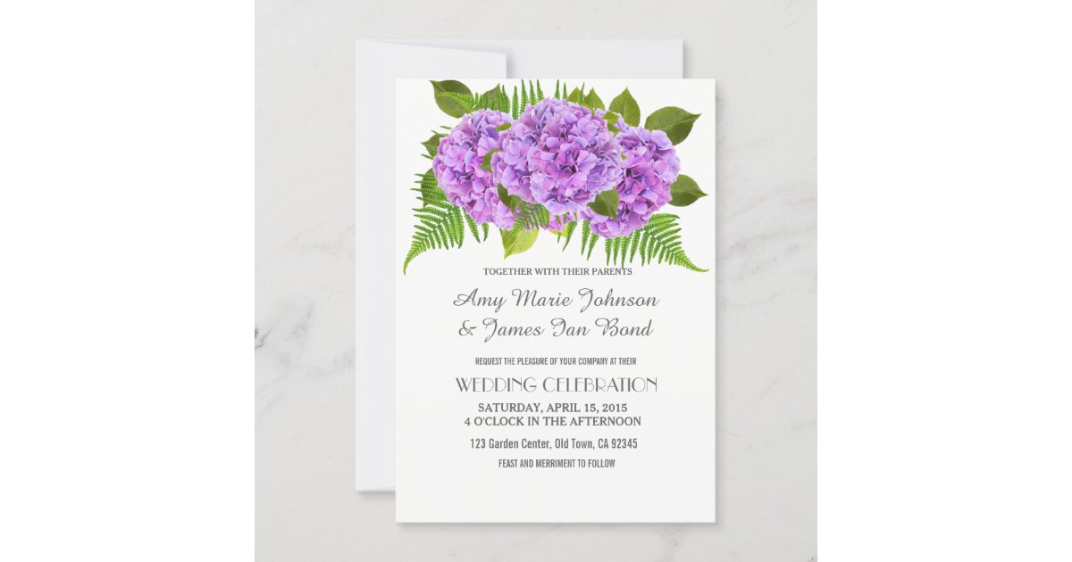 Elegant Purple hydrangea wedding invitations | Zazzle