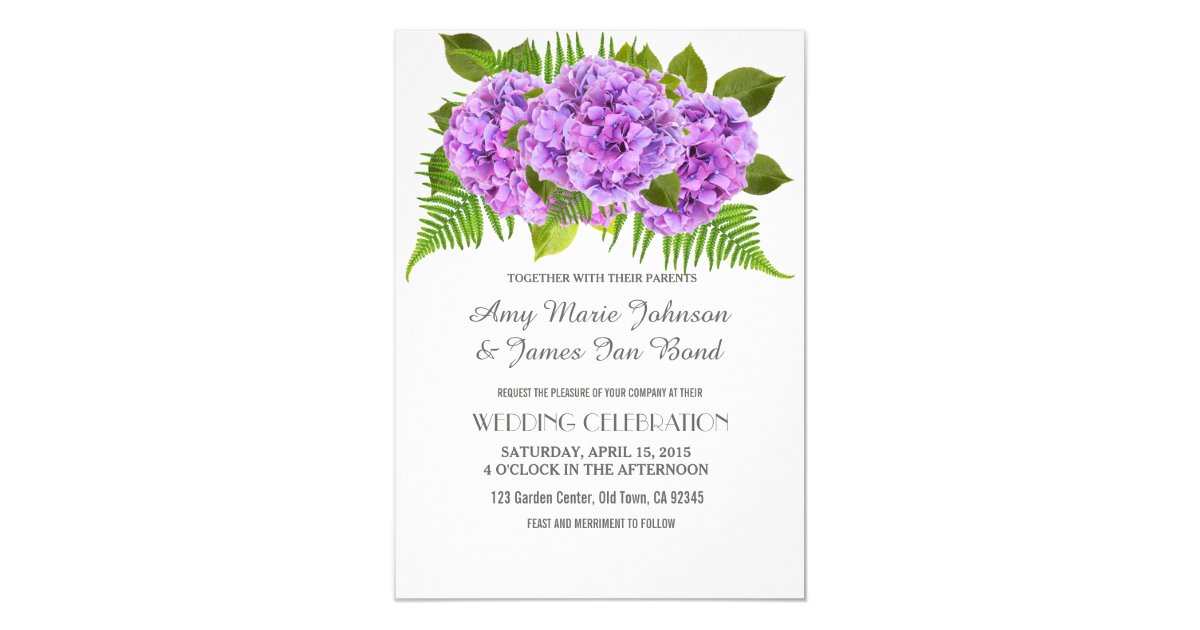 Elegant Purple hydrangea wedding invitations | Zazzle.com