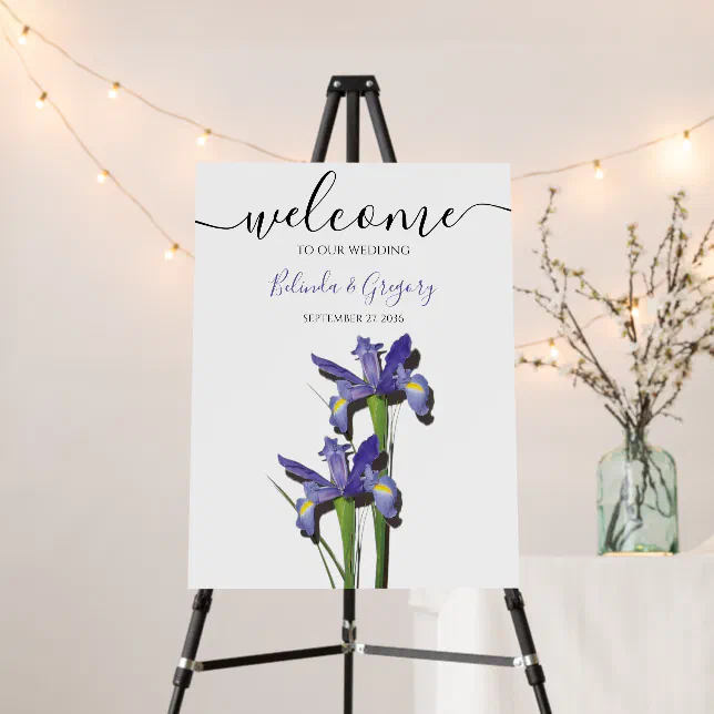 Elegant Purple Iris Wedding Welcome Sign | Zazzle