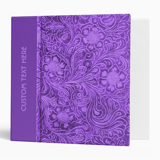 Elegant Purple Leather Look Floral Embossed Design Binder | Zazzle.com