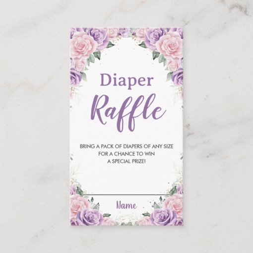 Elegant Purple Lilac Pink Floral Diaper Raffle Enclosure Card | Zazzle