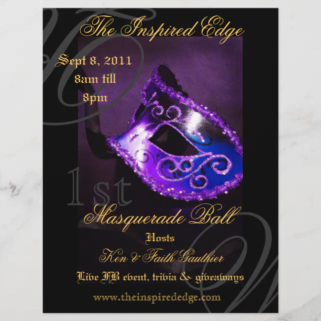 Elegant Purple Masquerade Ball Party Event Flyer | Zazzle