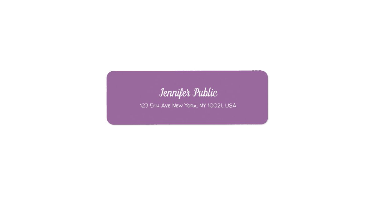 Elegant Purple Modern Script Professional Plain Label | Zazzle