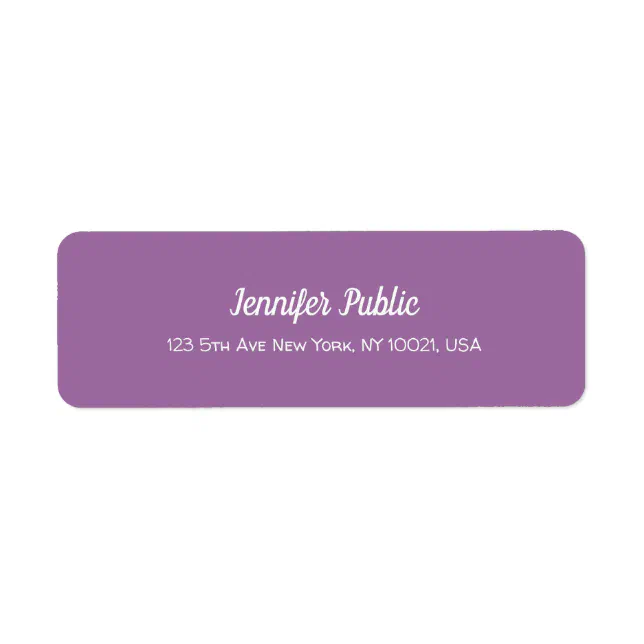 Elegant Purple Modern Script Professional Plain Label | Zazzle