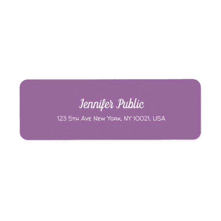 Elegant Purple Modern Script Professional Plain Label | Zazzle