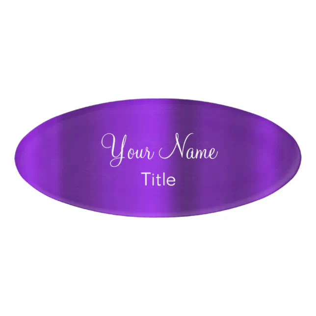 Elegant Purple Oval Name Tag Design | Zazzle