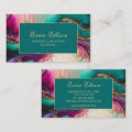 Elegant Purple Pink Teal Gold Marbled Business Card | Zazzle