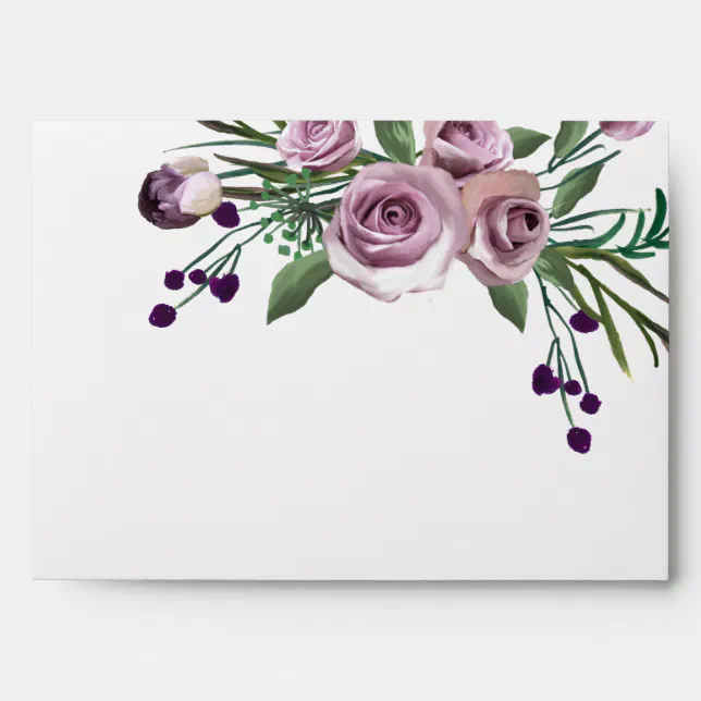 Elegant Purple Plum Rose All Occasions Invitation Envelope | Zazzle
