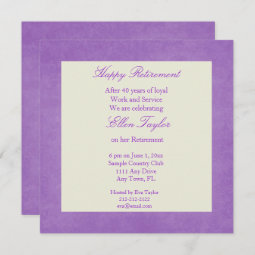 elegant Purple Retirement Party Invitation | Zazzle