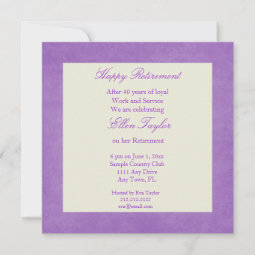 elegant Purple Retirement Party Invitation | Zazzle