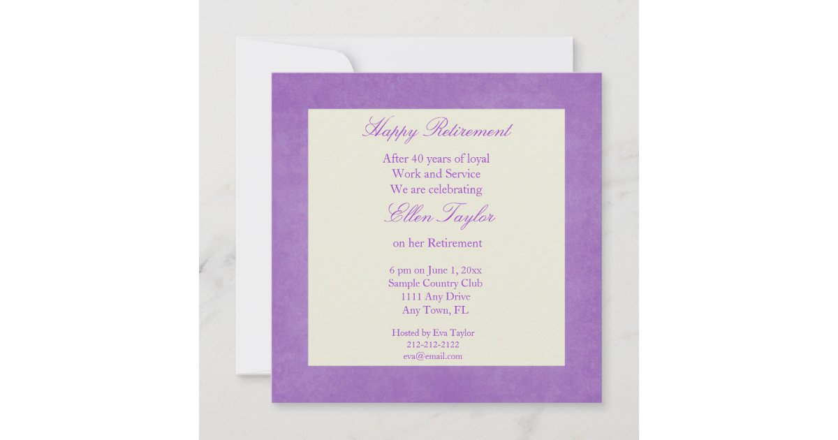 elegant Purple Retirement Party Invitation | Zazzle