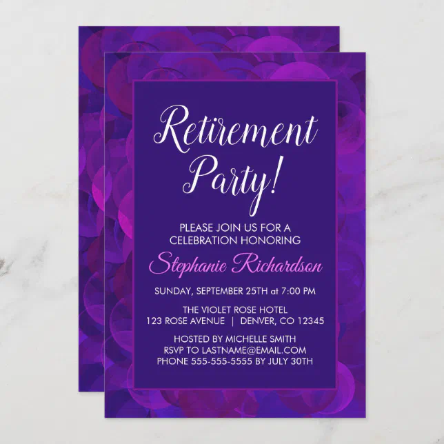 Elegant Purple Retirement Party Invitation | Zazzle