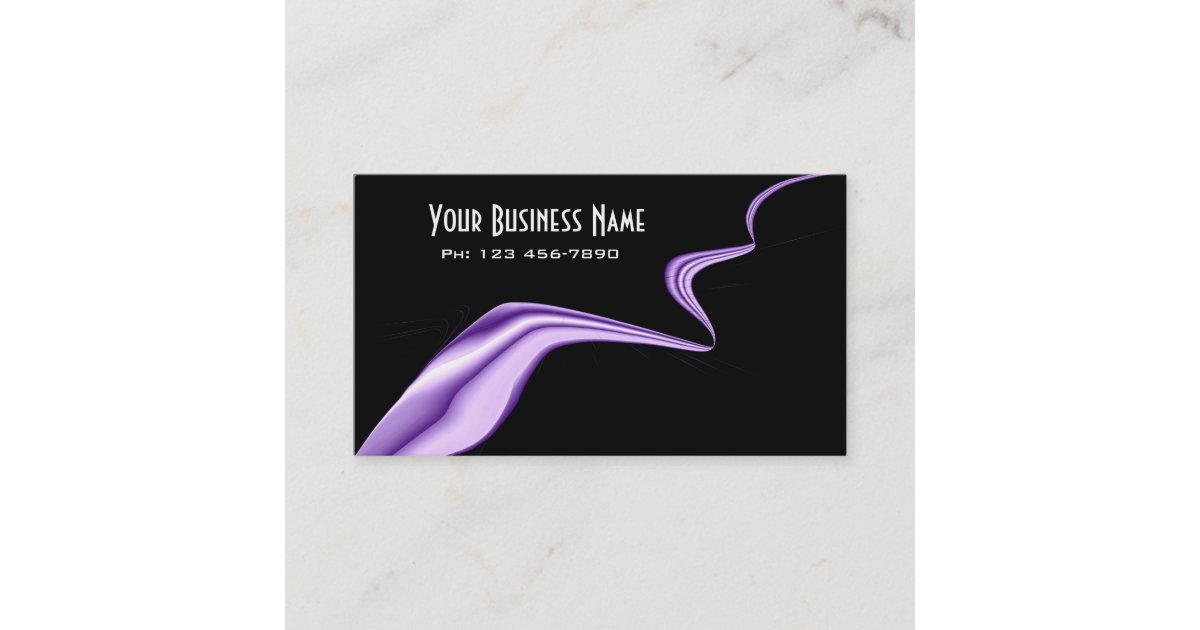 Elegant Purple Ribbon Business Card | Zazzle