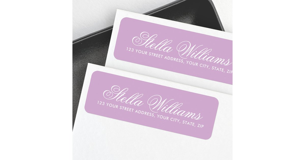 Elegant purple romantic calligraphy script label | Zazzle