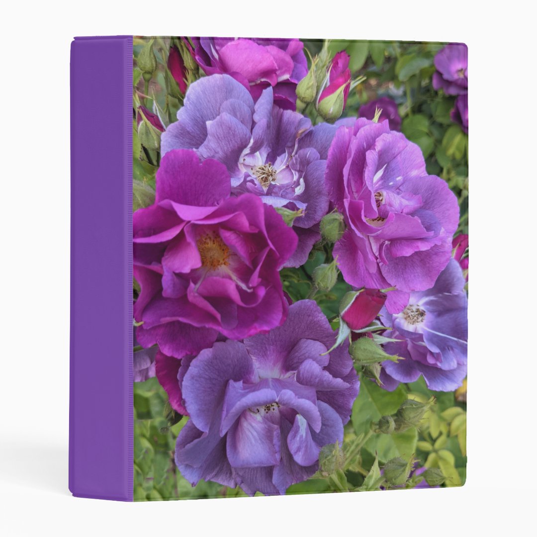 Elegant Purple Rose Blooms Floral Mini Binder | Zazzle