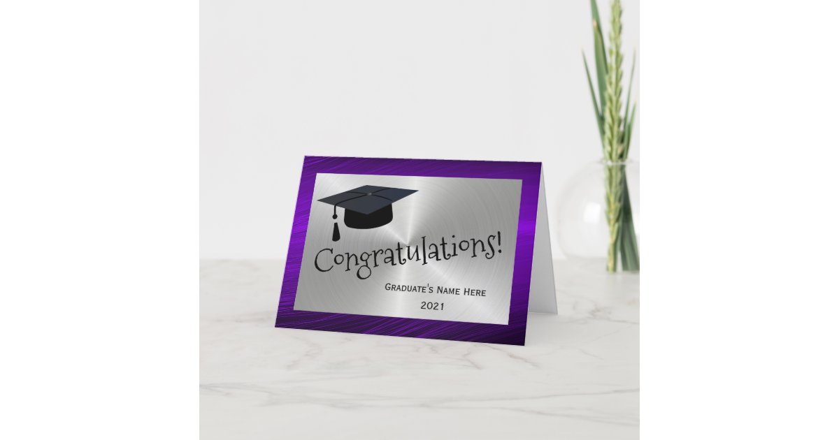 Elegant Purple Silver Congratulations Graduation Card | Zazzle