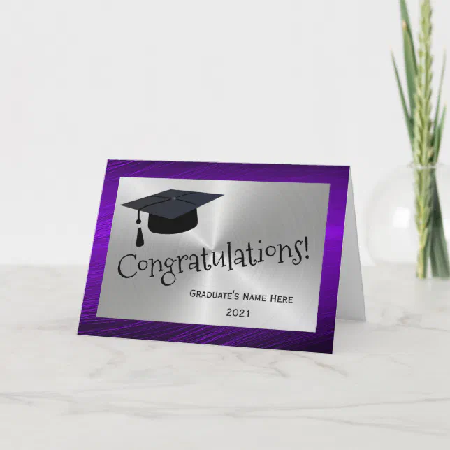Elegant Purple Silver Congratulations Graduation Card | Zazzle