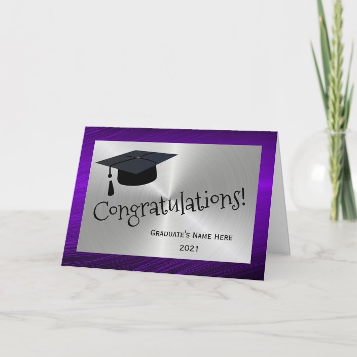 Elegant Purple Silver Congratulations Graduation Card | Zazzle.com