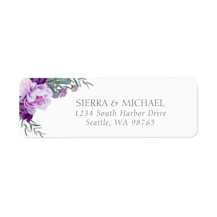 Elegant Purple & Silver Floral Return Address Label | Zazzle