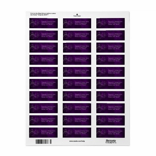 Elegant Purple Silver Return Address Label | Zazzle