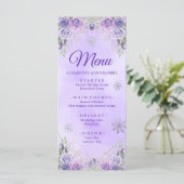 Elegant Purple Snowflake Christmas Mis Xv Años Menu | Zazzle