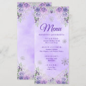 Elegant Purple Snowflake Christmas Mis Xv Años Menu | Zazzle