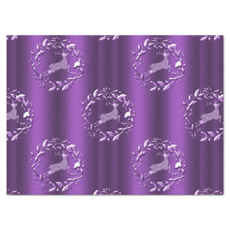 Elegant Purple Sparkling Reindeer Christmas Tissue Paper | Zazzle