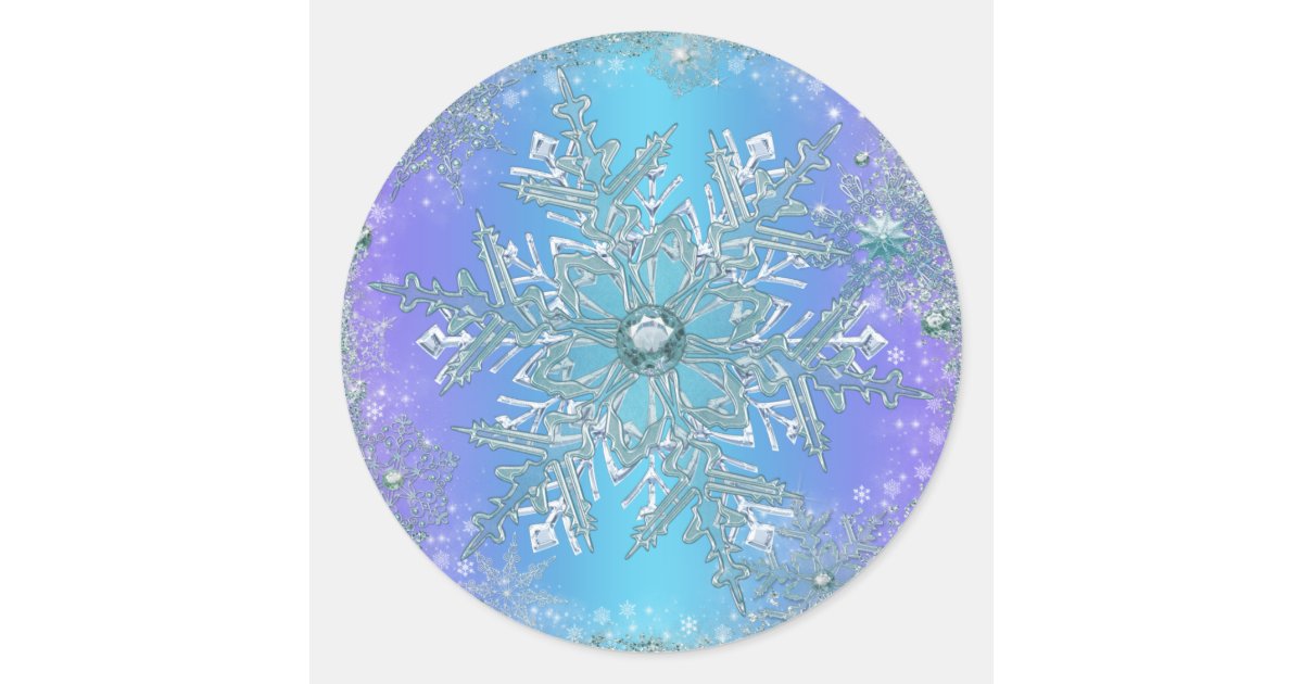 Elegant Purple Teal Blue Snowflake Stickers | Zazzle