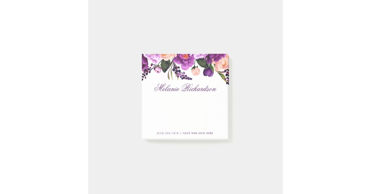 Elegant Purple Ultra Violet Watercolor Floral Post-it Notes | Zazzle