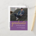 Elegant Purple Violet Gold Script Photo Graduation Announcement ...