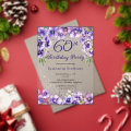 Elegant Purple Violets Floral 60th Birthday Party Acrylic Invitations ...