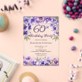Elegant Purple Violets Floral 60th Birthday Party Acrylic Invitations ...