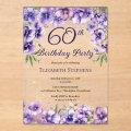 Elegant Purple Violets Floral 60th Birthday Party Acrylic Invitations ...