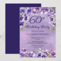 Elegant Purple Violets Floral 60th Birthday Party Invitation | Zazzle