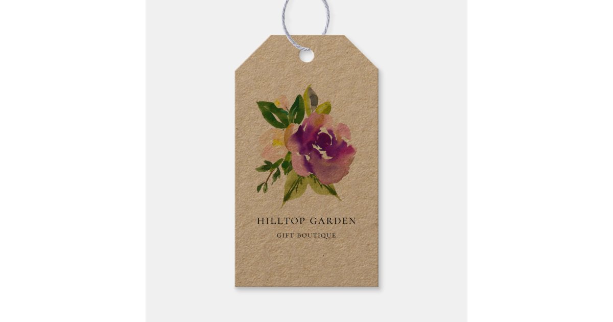 Elegant Purple Watercolor Floral Kraft Price Tags | Zazzle