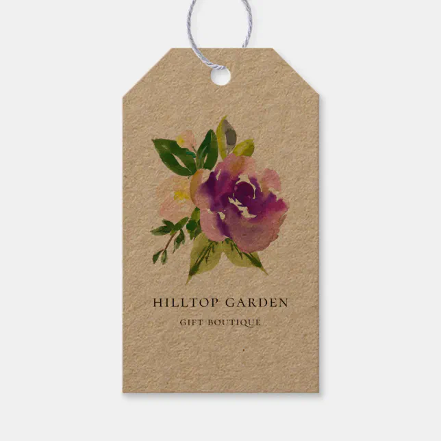 Elegant Purple Watercolor Floral Kraft Price Tags | Zazzle