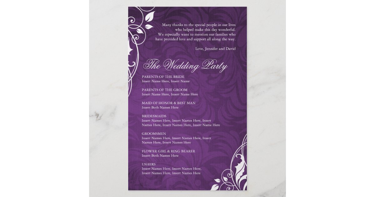 Black And Purple Wedding Programs