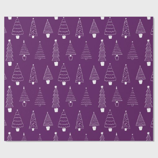 Elegant Purple White Christmas Pine Trees Wrapping Paper | Zazzle