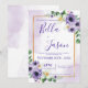 Elegant Purple White Floral Gold Frame Wedding Invitation | Zazzle
