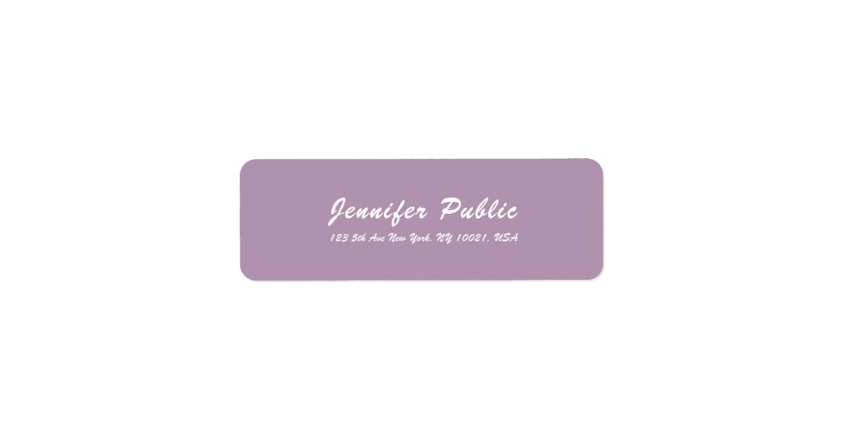 Elegant Purple White Modern Script Simple Template Label | Zazzle