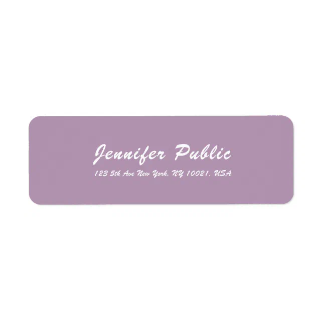 Elegant Purple White Modern Script Simple Template Label | Zazzle