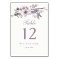 Elegant Purple Winter Floral Wedding Table Card | Zazzle