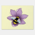 Elegant Purple Yellow Flowers Honeycomb Bee Sign | Zazzle