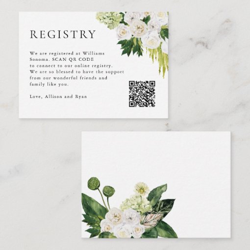 Elegant QR Code Botanical Wedding Registry Enclosure Card | Zazzle
