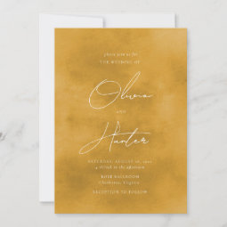 Elegant QR Code Mustard Yellow Wedding Invitation | Zazzle