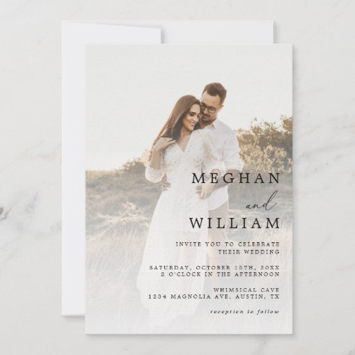 Elegant QR Code Photo Wedding Invitation | Zazzle