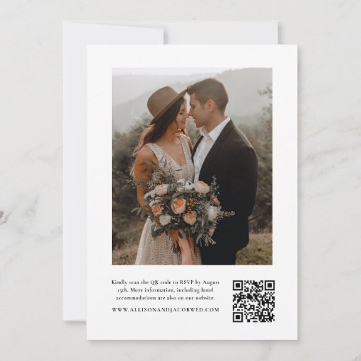 Elegant QR Code Photo Wedding Invitation | Zazzle