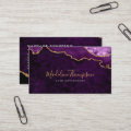 Elegant QR Code Purple Marble Agate Geode Business Card | Zazzle
