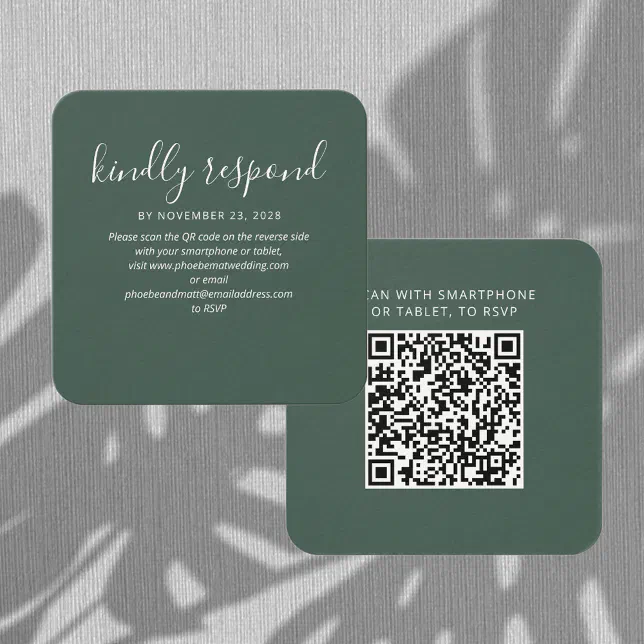 Elegant QR Code RSVP and Wedding Website Card | Zazzle